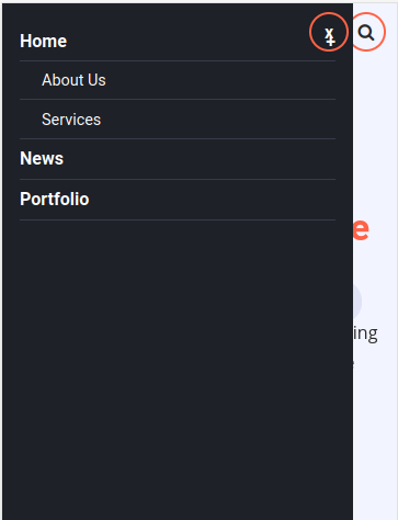 Mobile menu Close Icon and submenu Plus Icon, click buttons are having conflicts or overlap need ...
