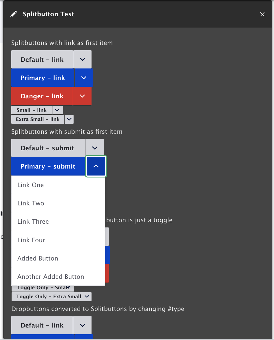 Add new Splitbutton render element to eventually replace Dropbutton [#1899236] | Drupal.org
