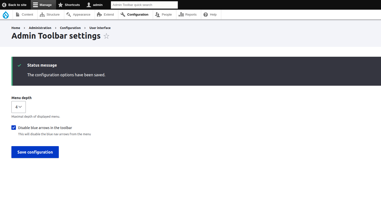 How to remove newly added blue arrows at top level of menu [#3357210] | Drupal.org