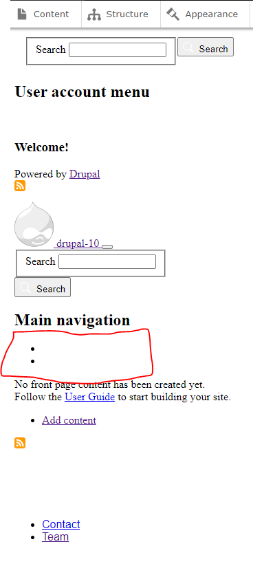 nav-items in navigation bar is not visible [#3360635] | Drupal.org