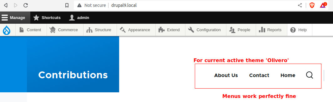 First item is not visible in main navigation [#3358672] | Drupal.org