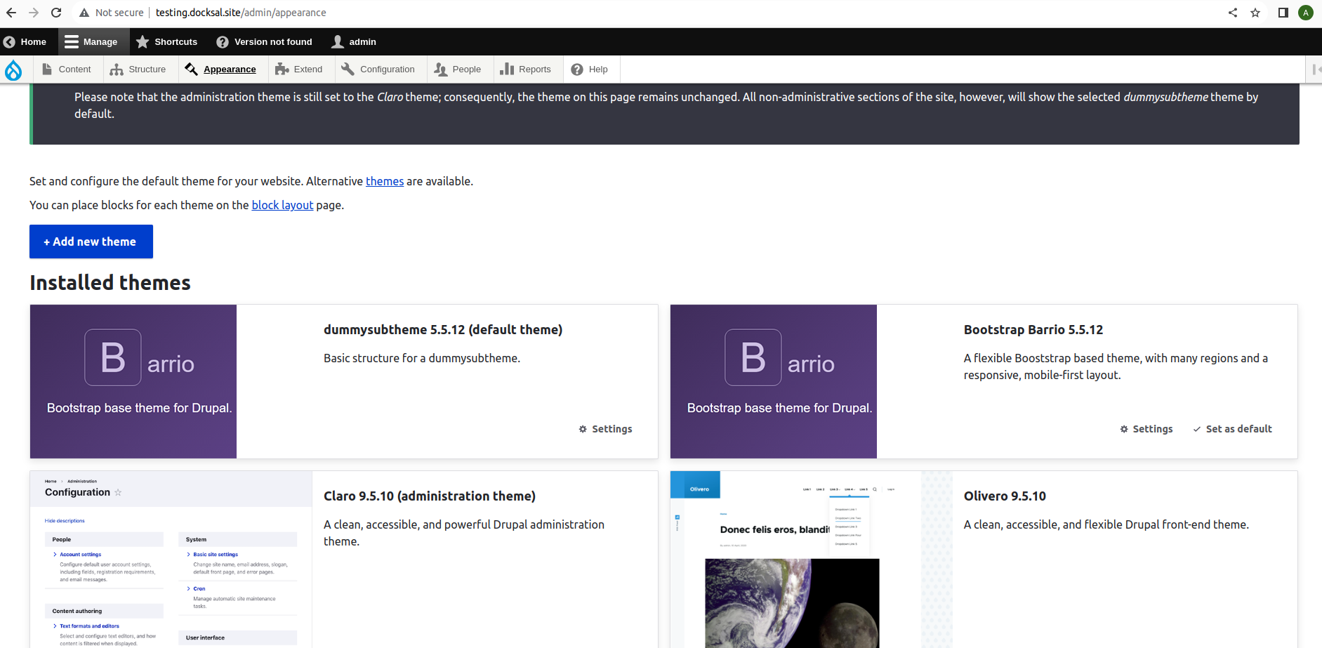 Manual install of subtheme results in white screen. [#3377607] | Drupal.org