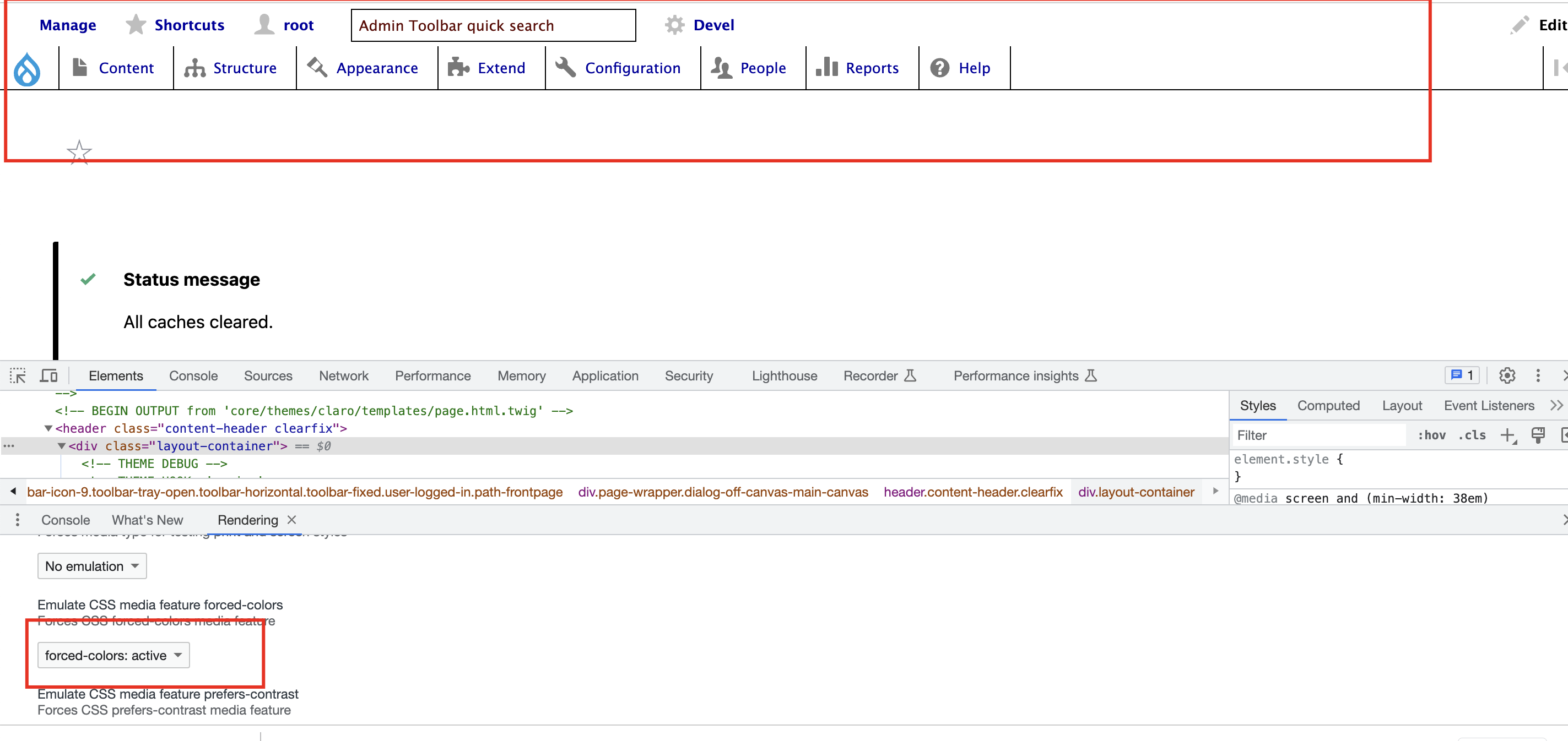 In forced color active: Toolbar navbar should be separate from each other [#3378190] | Drupal.org