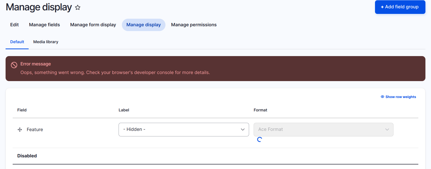 Add patch fixed in issue 3365101 for Ace editor module error [#3382891] | Drupal.org