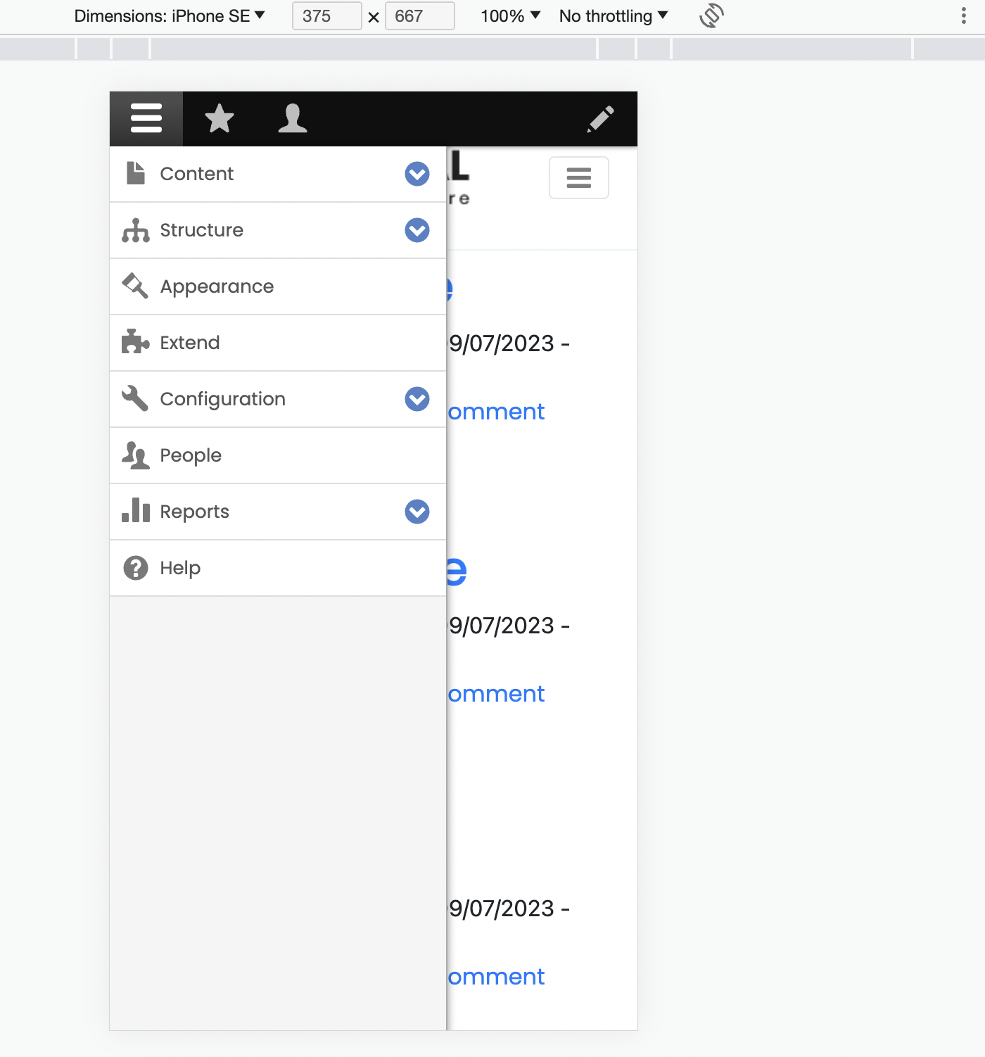 On Mobile view header is overlapping admin panel. [#3385778] | Drupal.org