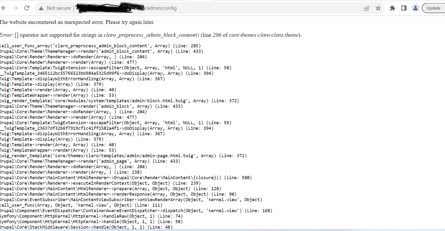 Error: [] operator not supported for strings in claro_preprocess_admin_block_content() [#3387887 ...