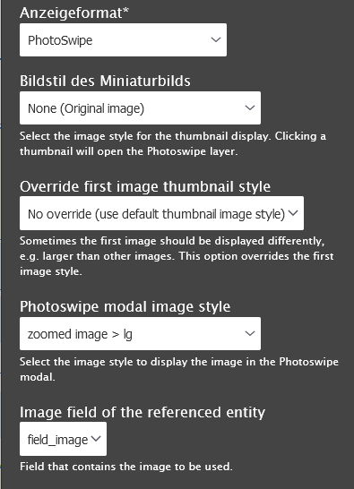 Photoswipe field formatter settings are reset in Layout Builder updating from 4.x to 5.x ...
