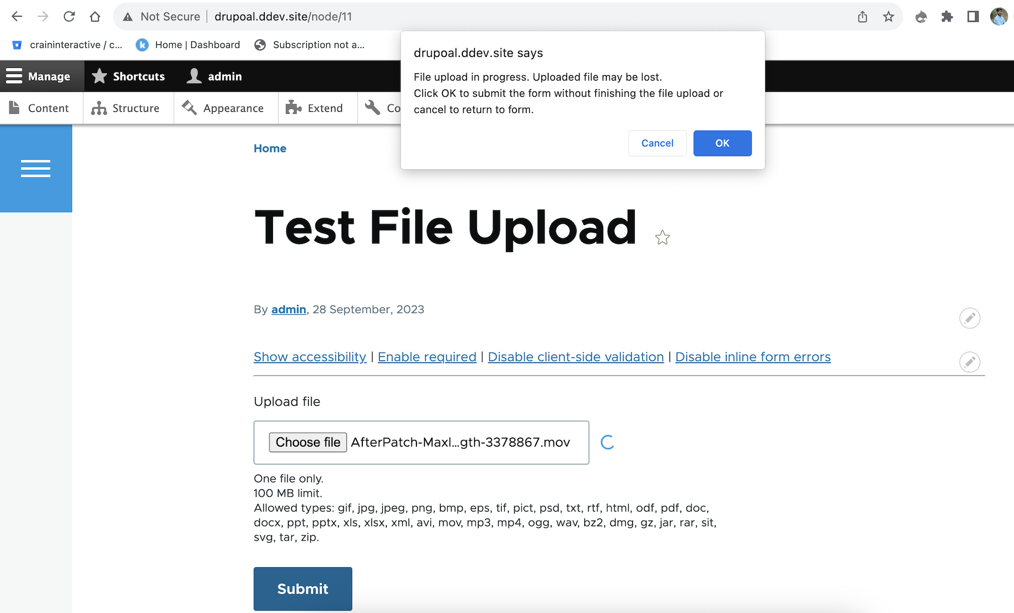Provide Option To Completely Disallow Users From Submitting While A File Is Uploading 3385380