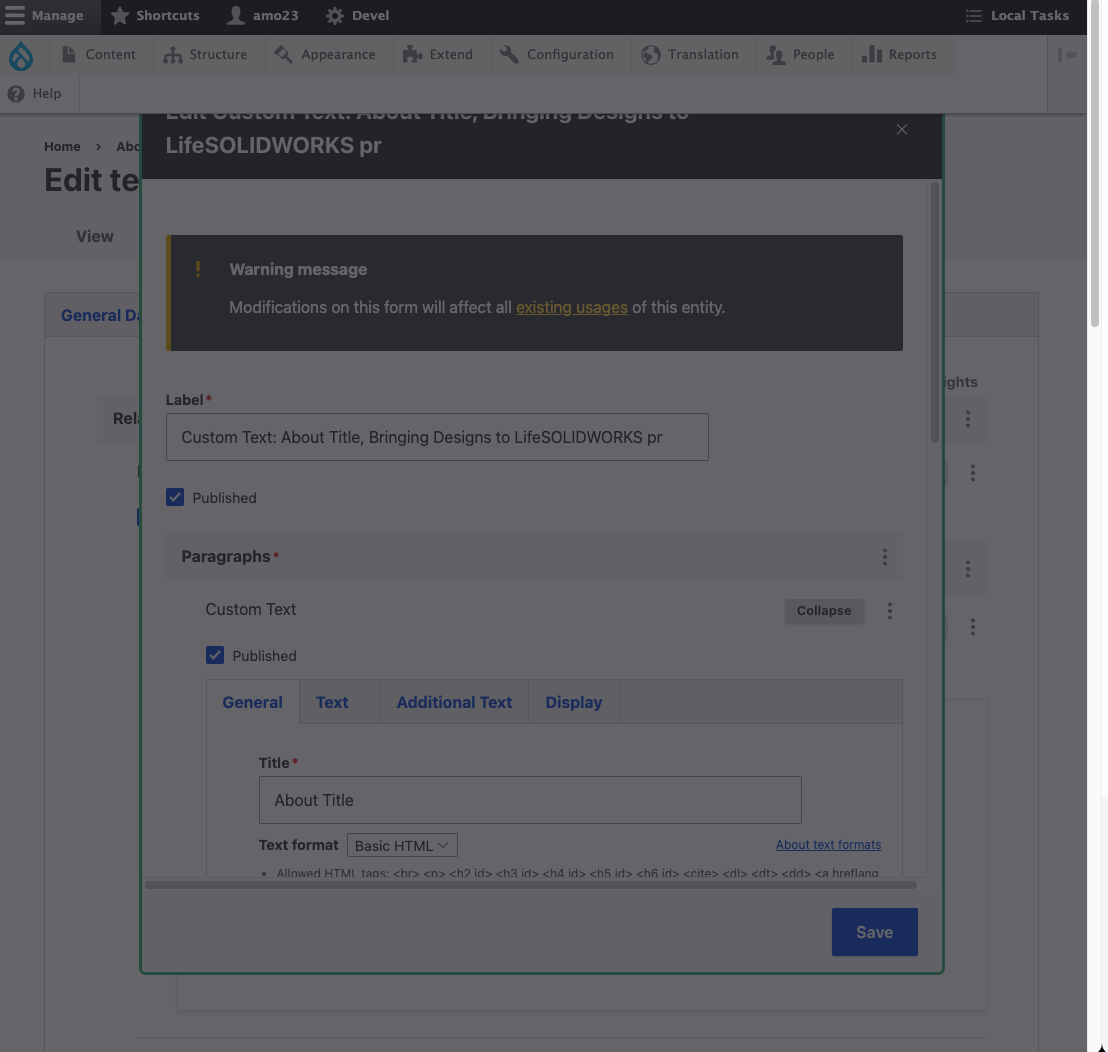 Paragraphs Edit problems: z-index and JS Cannot read properties error ...