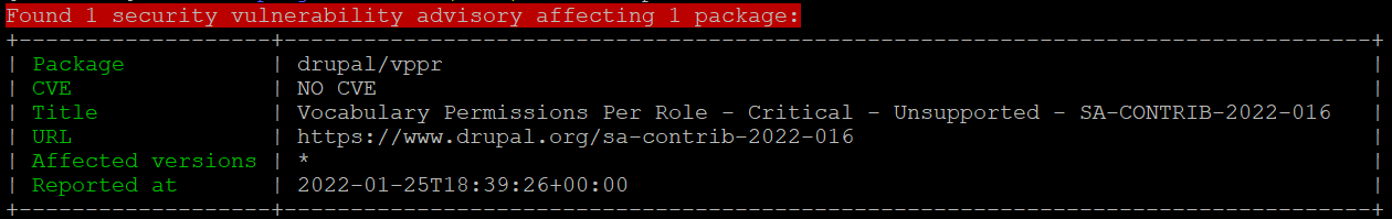 Composer audit found false positive security vunlerability [#3392134] | Drupal.org