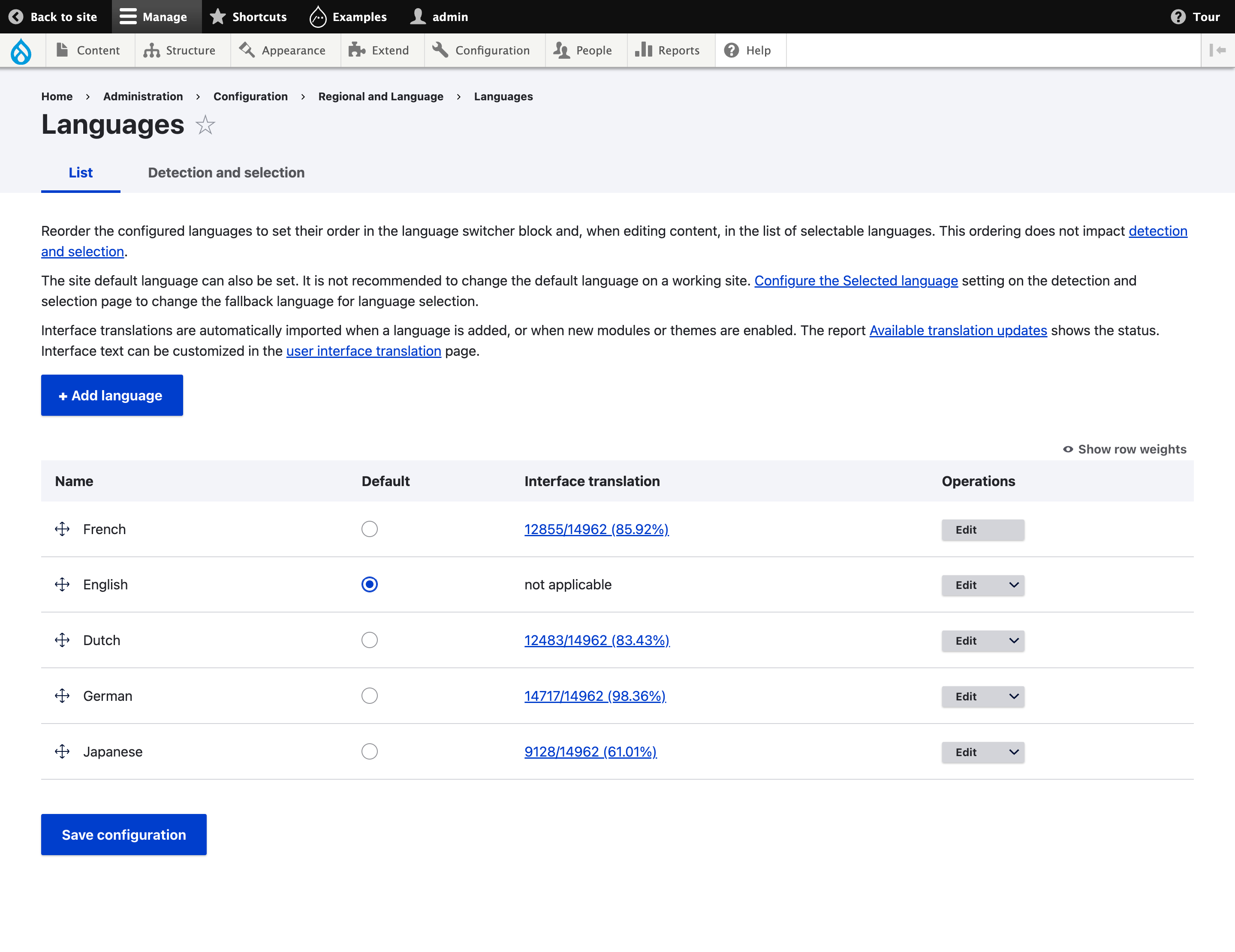 It's not possible to change the order of languages [#3393483] | Drupal.org