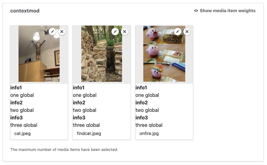 on the node edit page contextmod only shows global values for media items even though some are ...