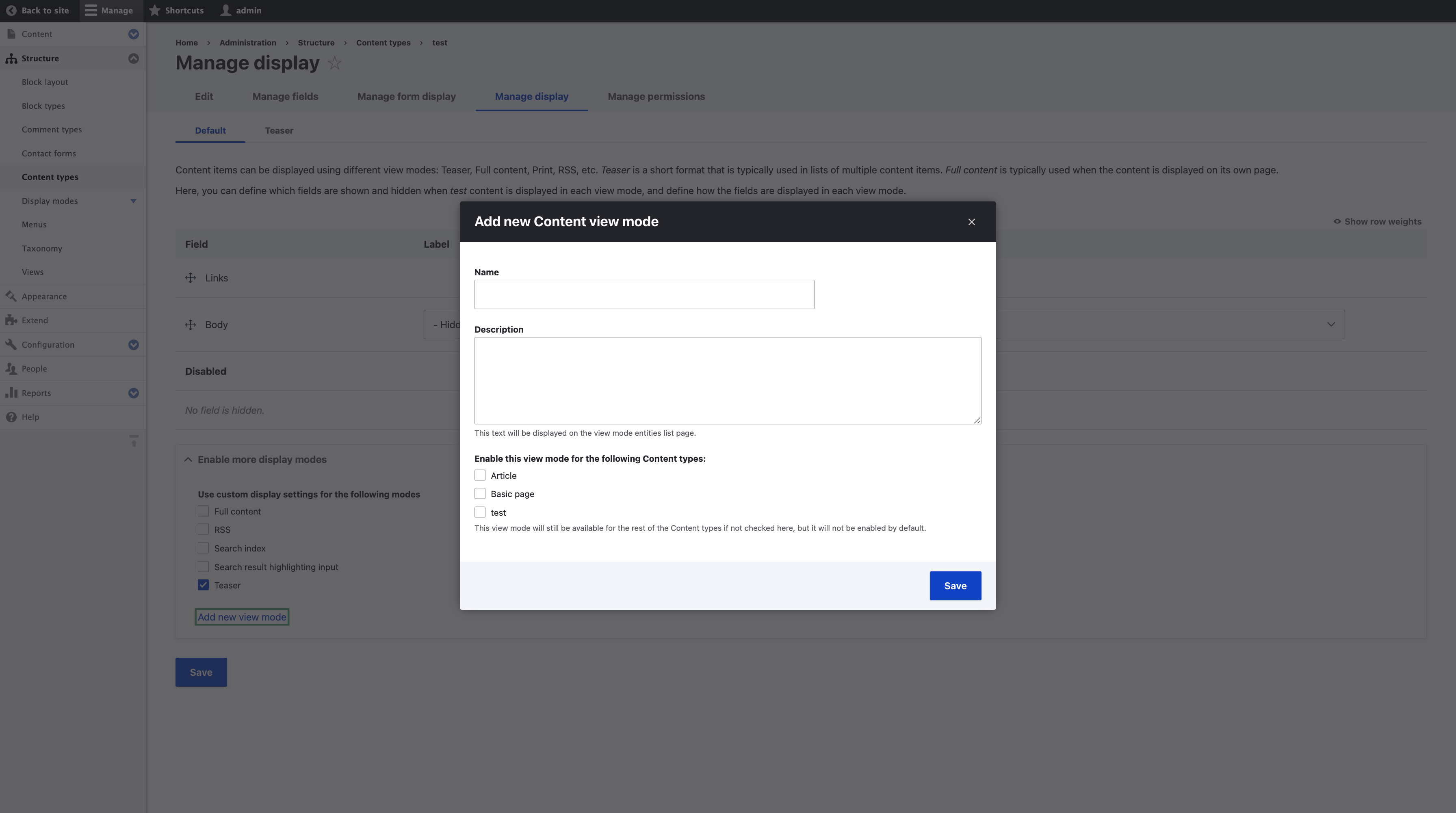 Allow user to add display modes from respective field UI's. [#2721727] | Drupal.org