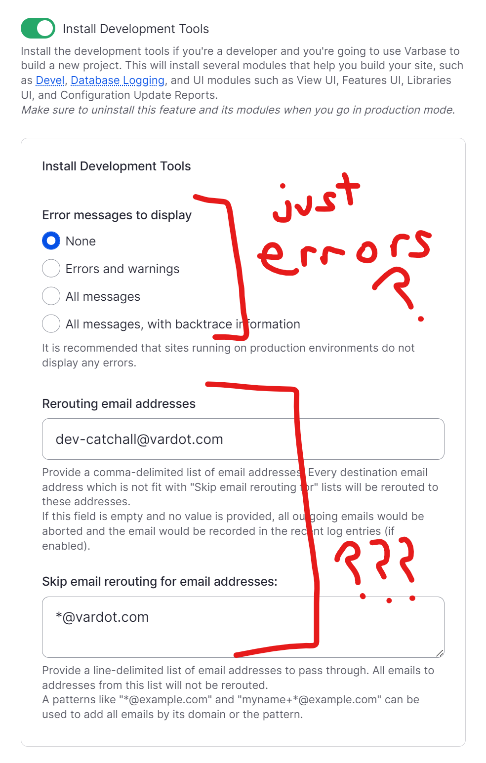 Installer Dev Tool Options - link to more information [#3398450] | Drupal.org