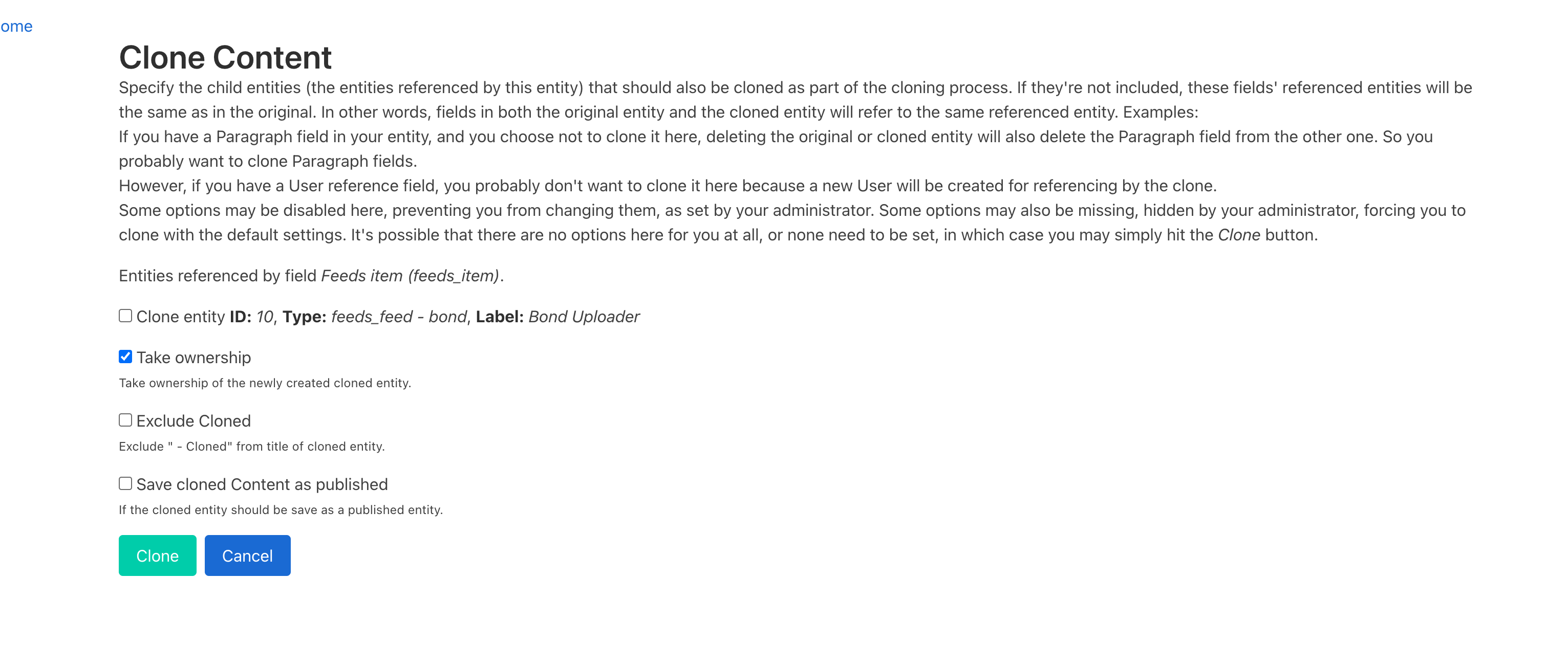 Option to not clone feeds item [#3398557] | Drupal.org