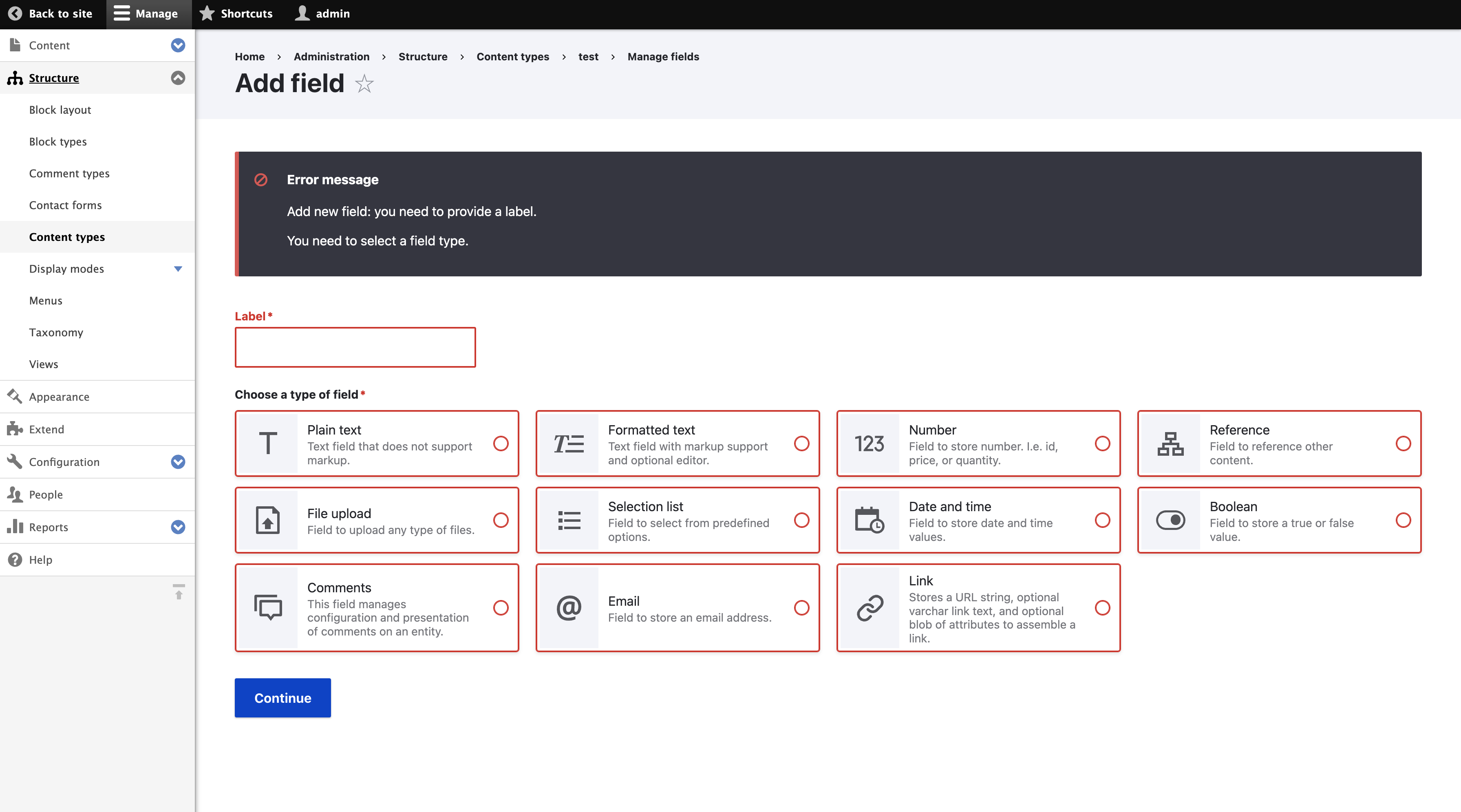 Label field need validation on the FieldStorageAddForm. [#3403101] | Drupal.org