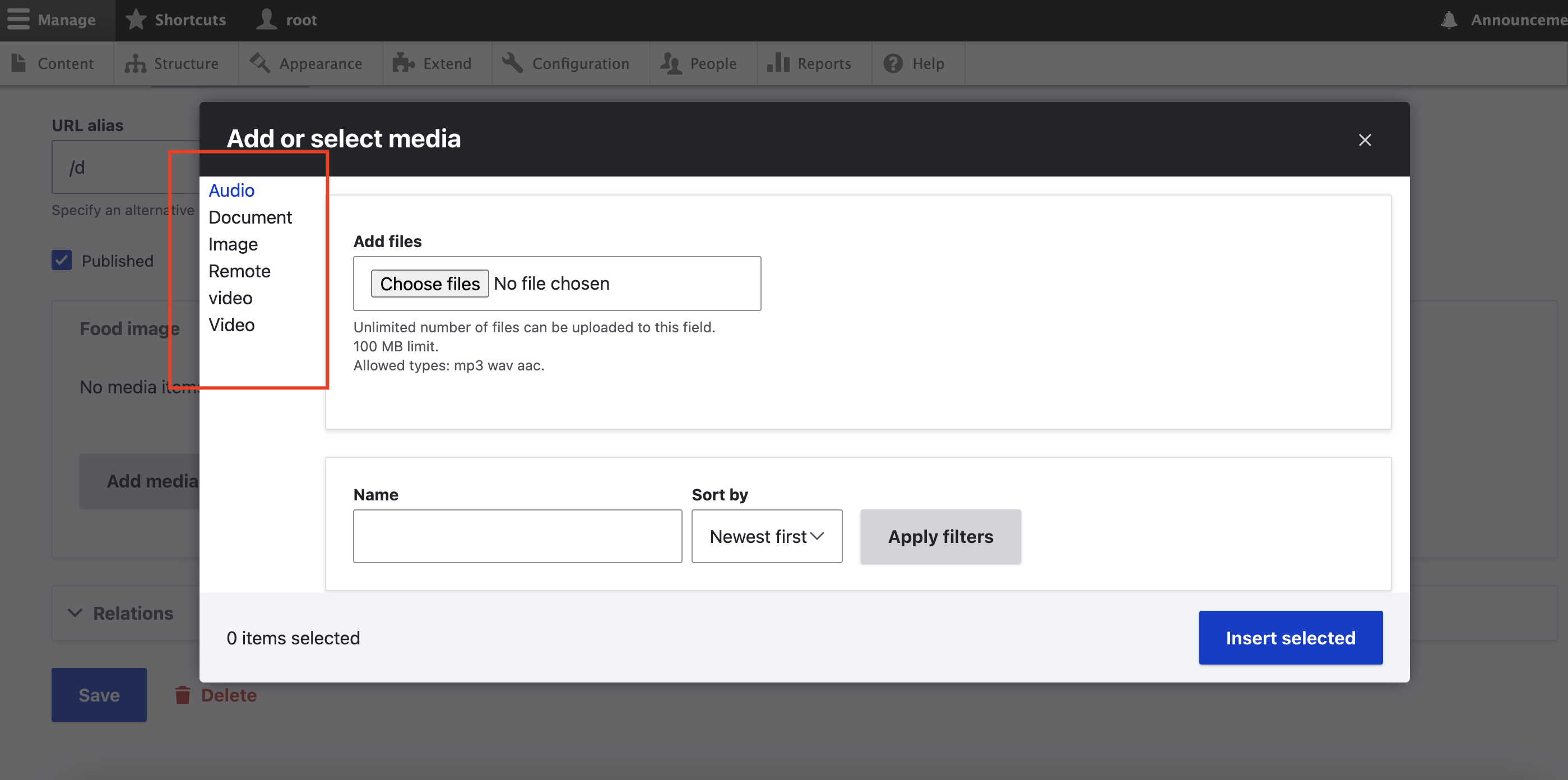 Drupal Modal media library menu items should be designed in a better ...