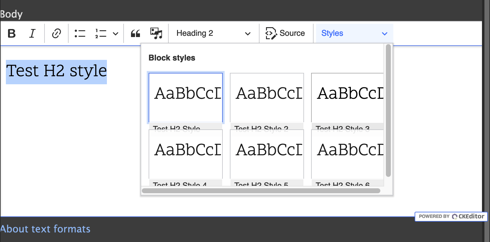 CKEditor 5 Styles dropdown broken when in off-canvas sidebar [#3409561 ... CKEditor 5 Styles dropdown broken when in off-canvas sidebar [#3409561 ...