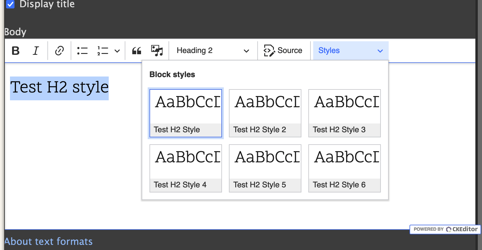 CKEditor 5 Styles dropdown broken when in off-canvas sidebar [#3409561] | Drupal.org