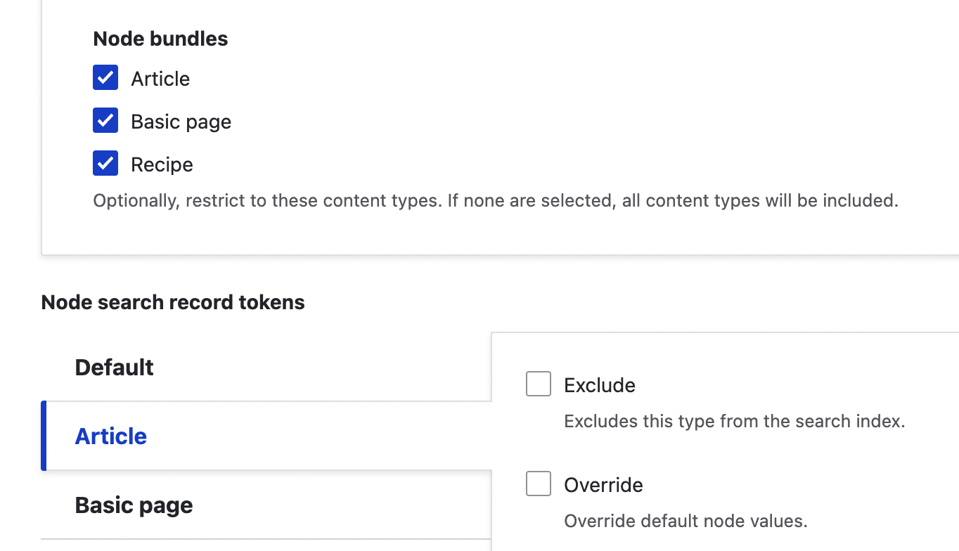 Duplicate feature for excluding content types (UX issue). [#3412396] | Drupal.org