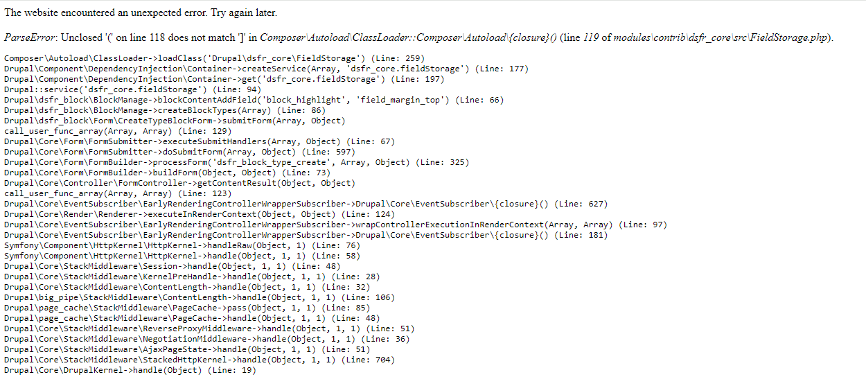 The website encountered an unexpected error. [#3415436] | Drupal.org