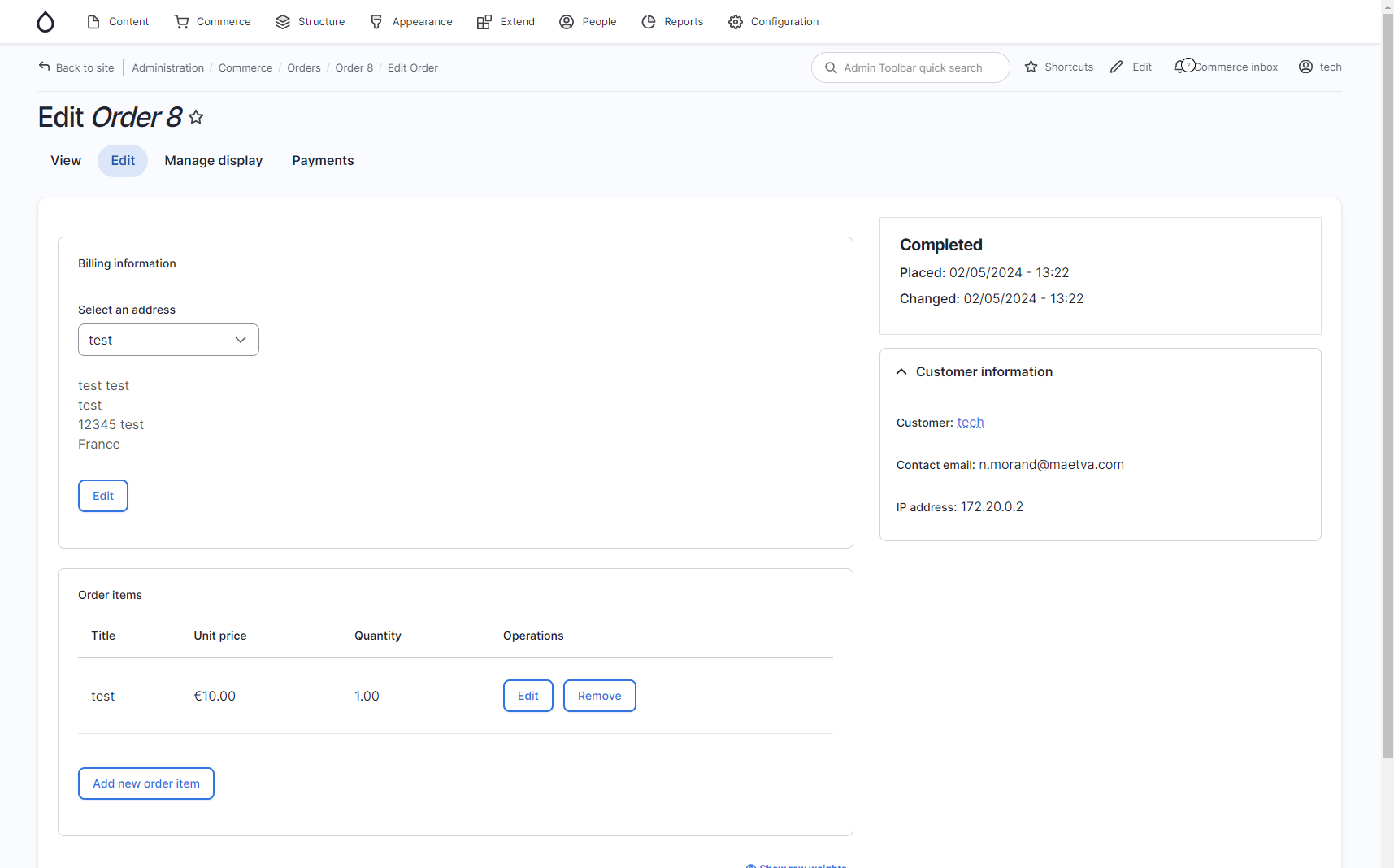 Enable Gin edit form for Commerce orders [#3419434] | Drupal.org