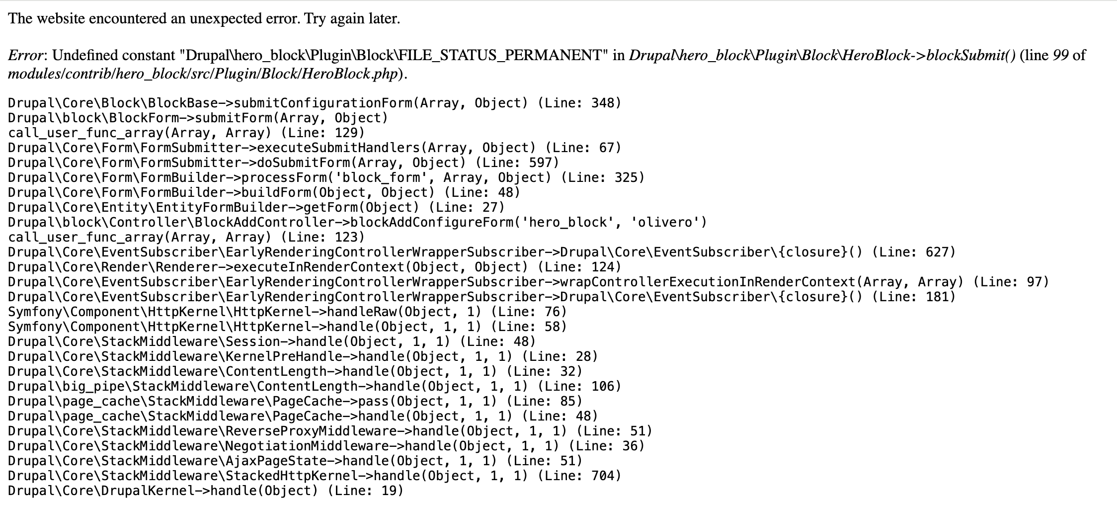 Undefined constant "Drupal\hero_block\Plugin\Block\FILE_STATUS_PERMANENT" [#3423114] | Drupal.org