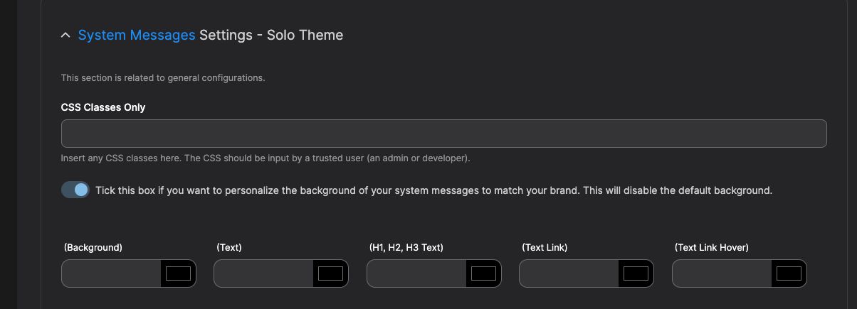 How to turn off the system messages' default background and set up your own custom text ...