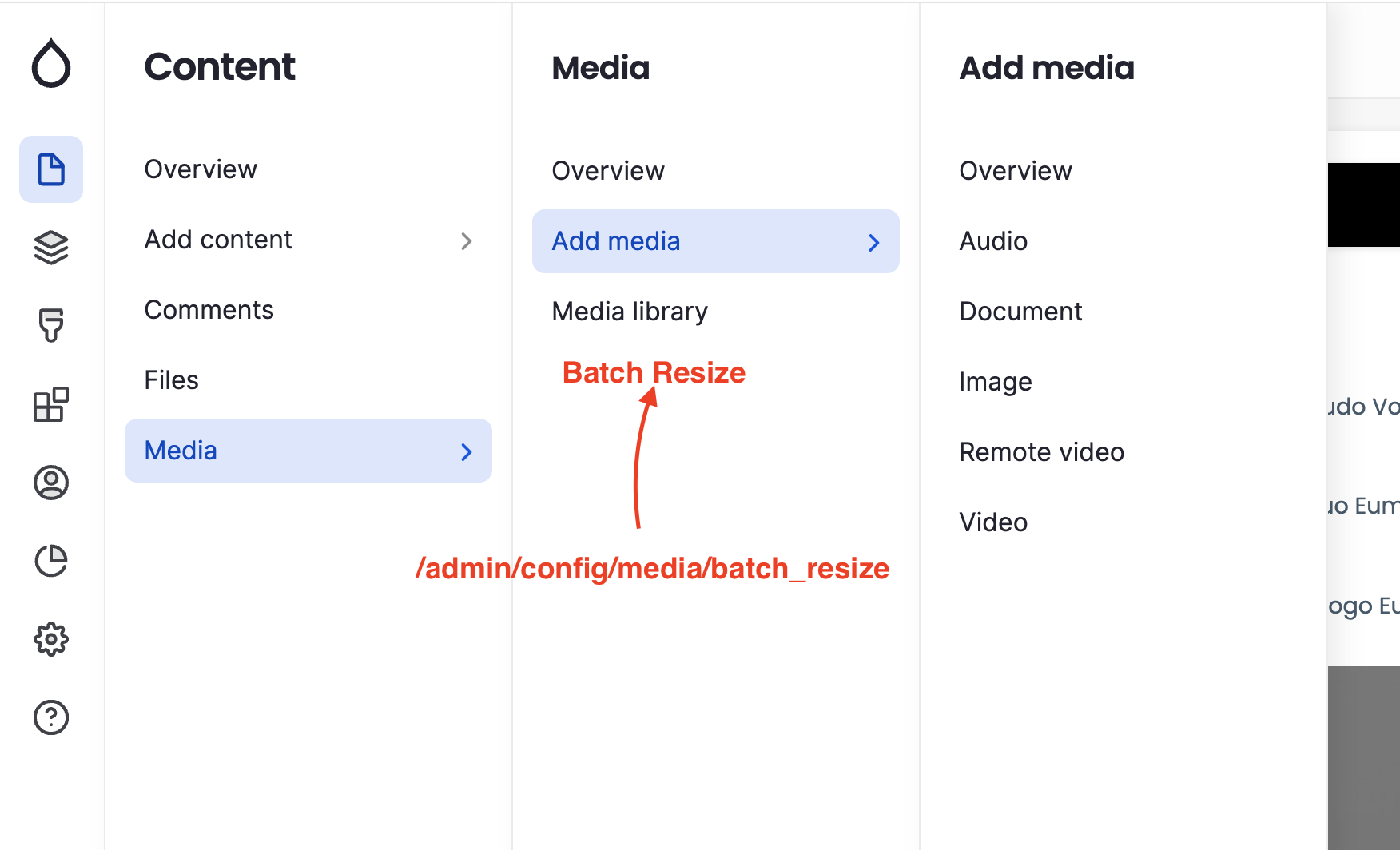 The "Batch Resize" link is missing under media link. [#3427535 ...