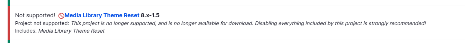 Remove unsupported Media Library Theme Reset module [#3325150] | Drupal.org