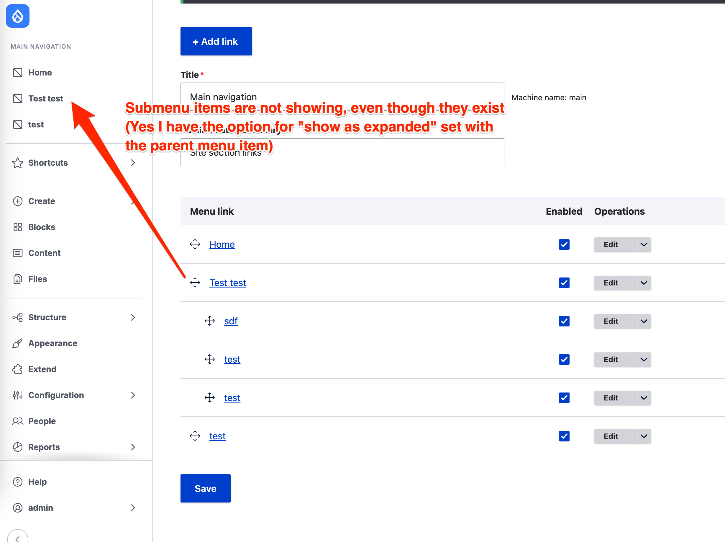 Menus placed in Navigation do not expose second level menu items [#3443918] | Drupal.org