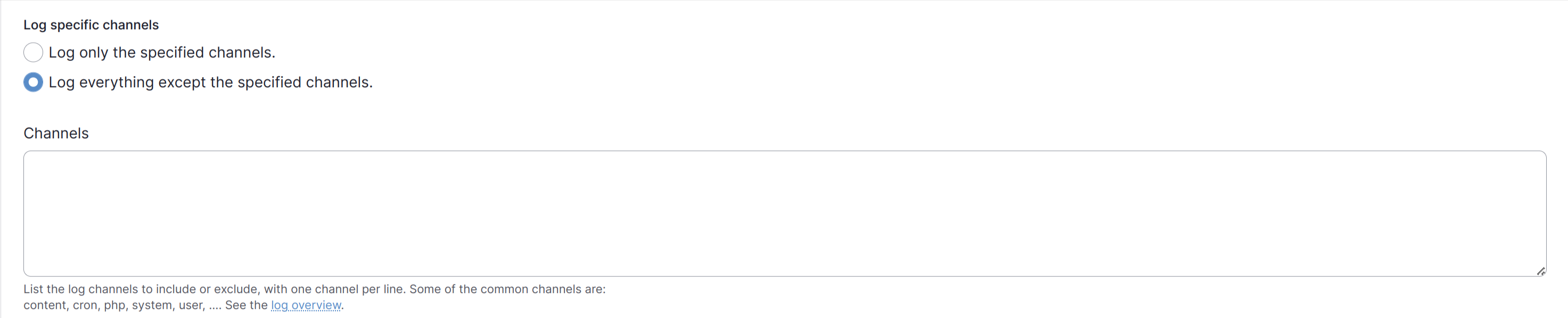 Textarea for channels is not visible. [#3459287] | Drupal.org