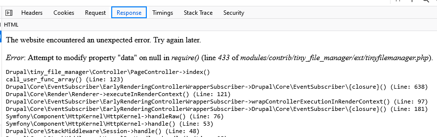 Website encountered an unexpected error. Try again later. [#3460548] | Drupal.org