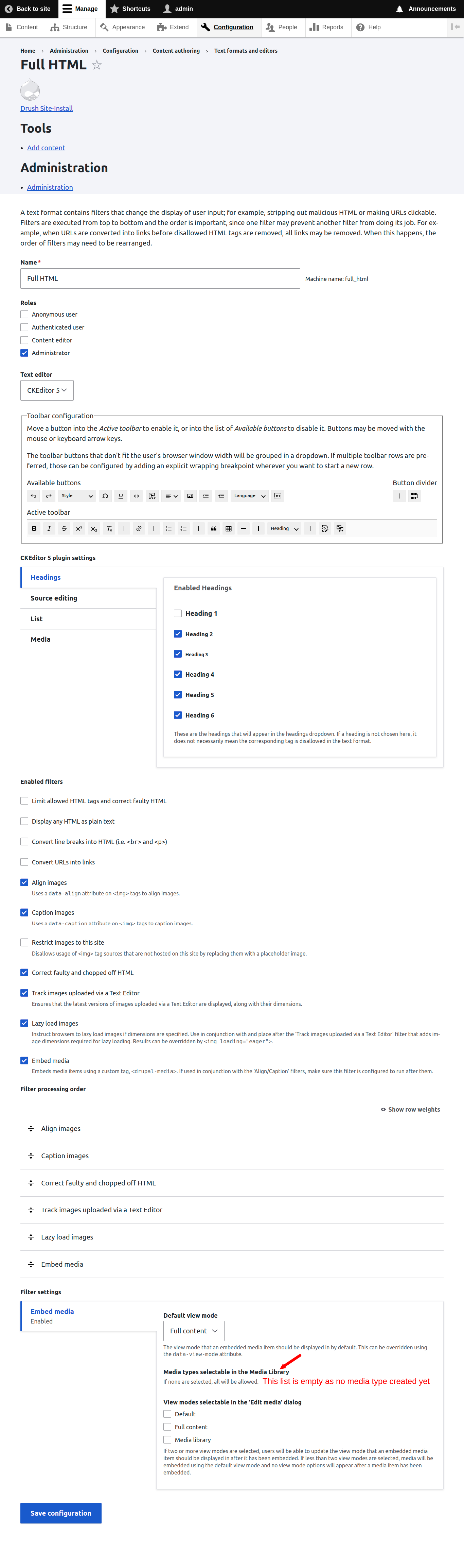 Text formats "Embed Media" filter throws error [#3461955] | Drupal.org