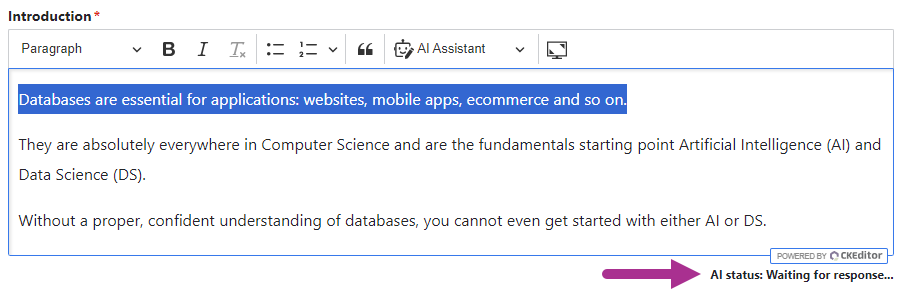 CKEditor tools not able to pass back a response [#3463098] | Drupal.org