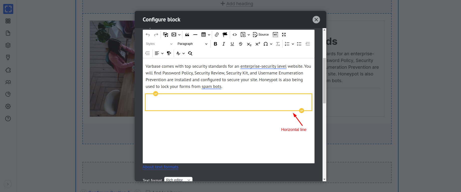 Fix the style for Horizontal line tool in CKeditor5 internal editing preview [#3463312] | Drupal.org