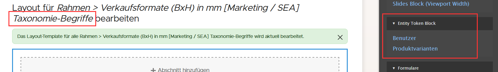 Provides "User" and "Product variation" entity token block types on taxonomy term layout builder ...