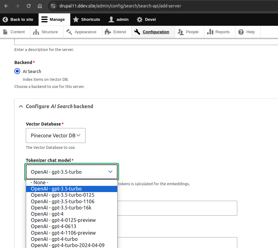 Change how users select `tokenizer chat model` on AI Search / Search API server [#3472212 ...
