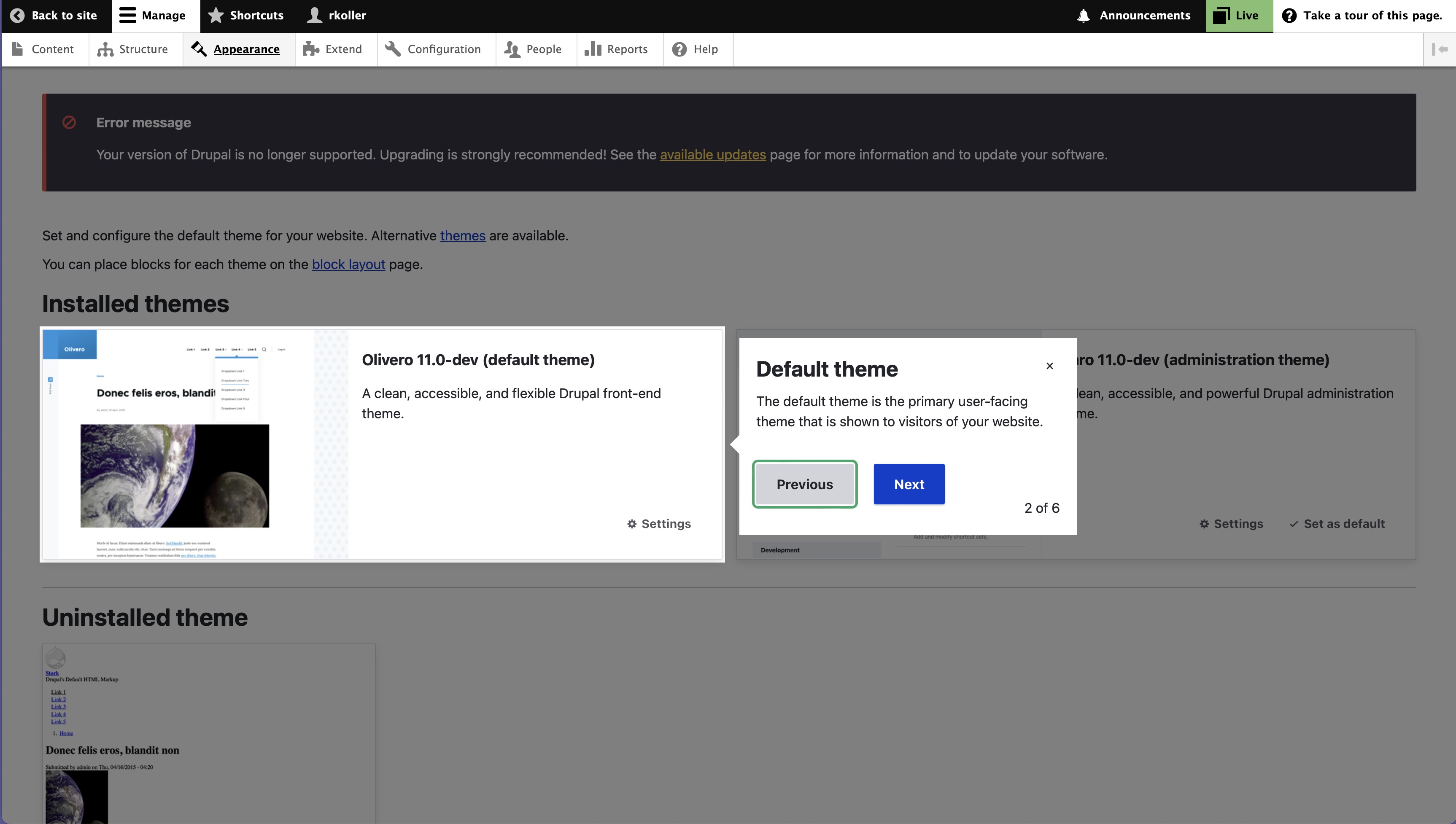 The toolbar is still interactive when a tour is started [#3474976] | Drupal.org