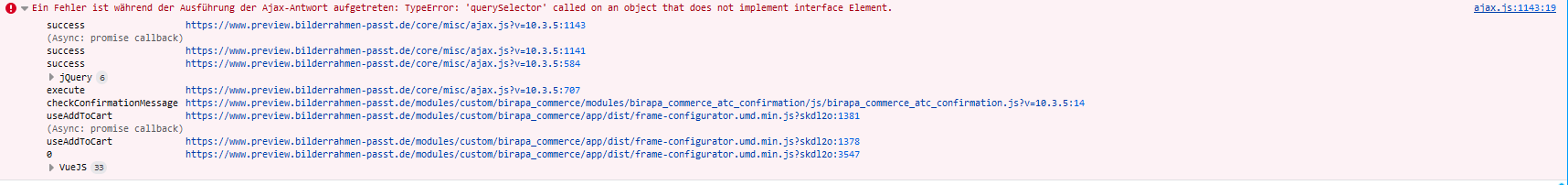 Error catching in ajax.js leads to losing backtrace information [#3476810] | Drupal.org
