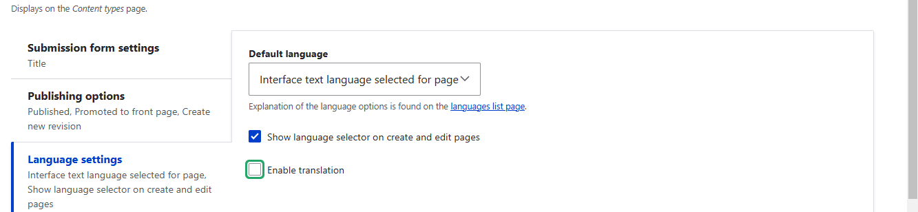 Enable translation checkbox gets unchecked [#3487473] | Drupal.org