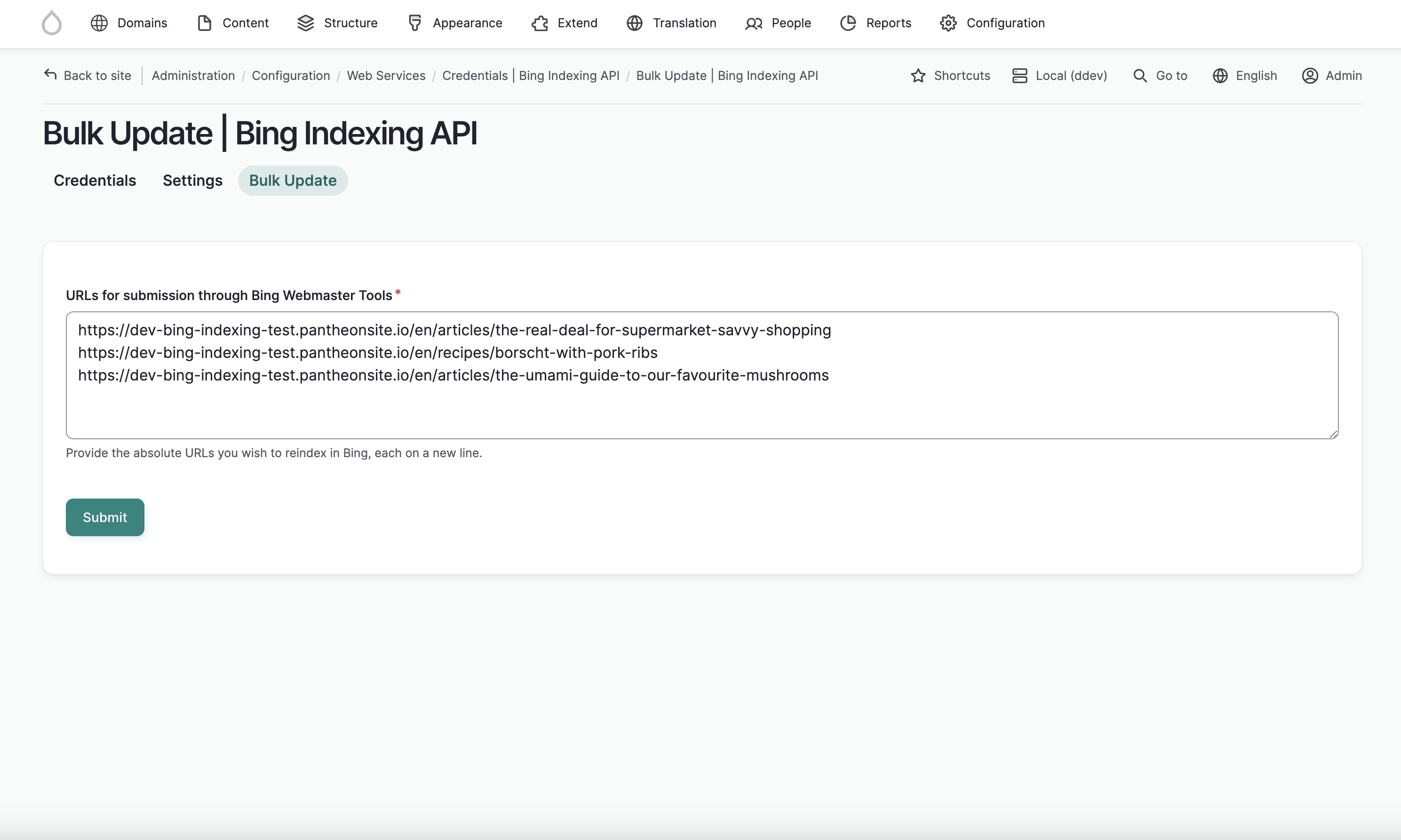 [1.0.x] Bing Indexing API [#3493294] | Drupal.org