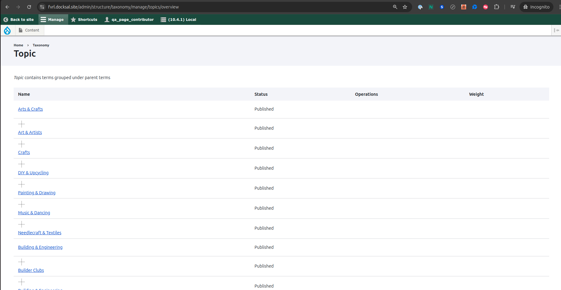 Taxonomy Term List page is broken when users don't have permission to edit/create terms ...