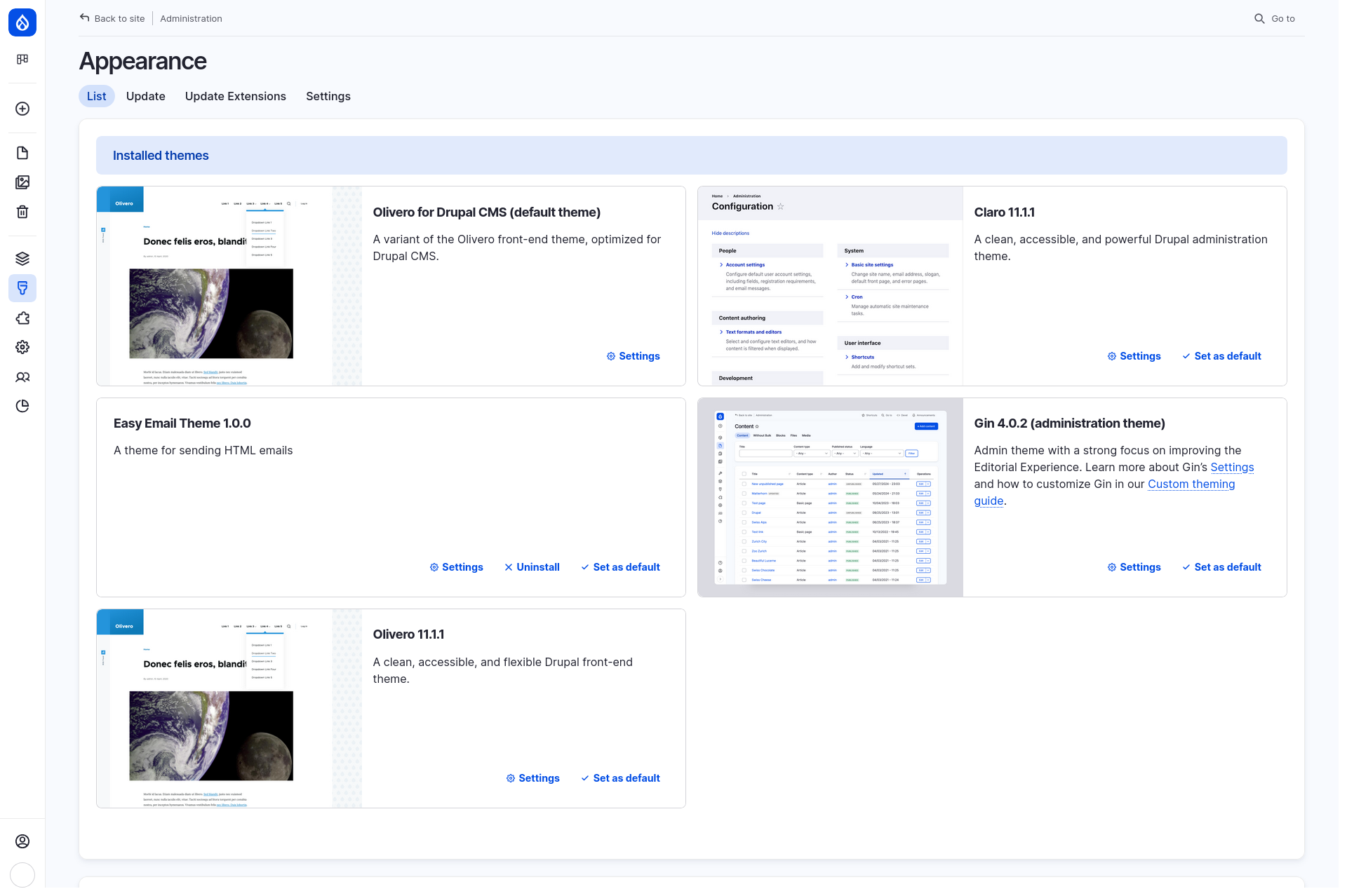 “Update” admin pages don’t belong under “Appearance” [#3506868] | Drupal.org