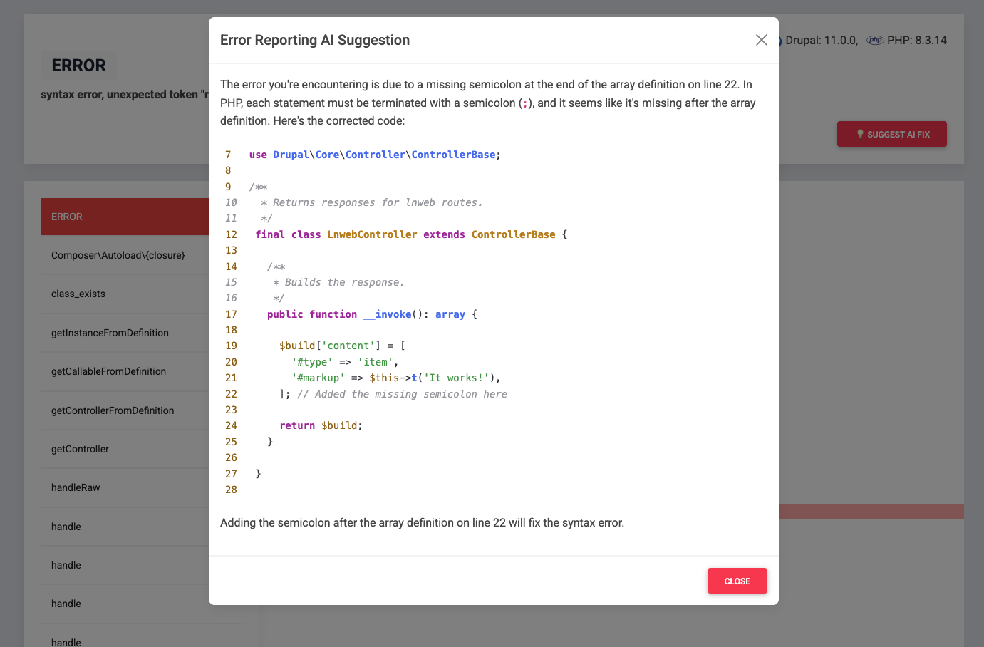 AI-Powered Error Resolution Suggestions [#3508423] | Drupal.org