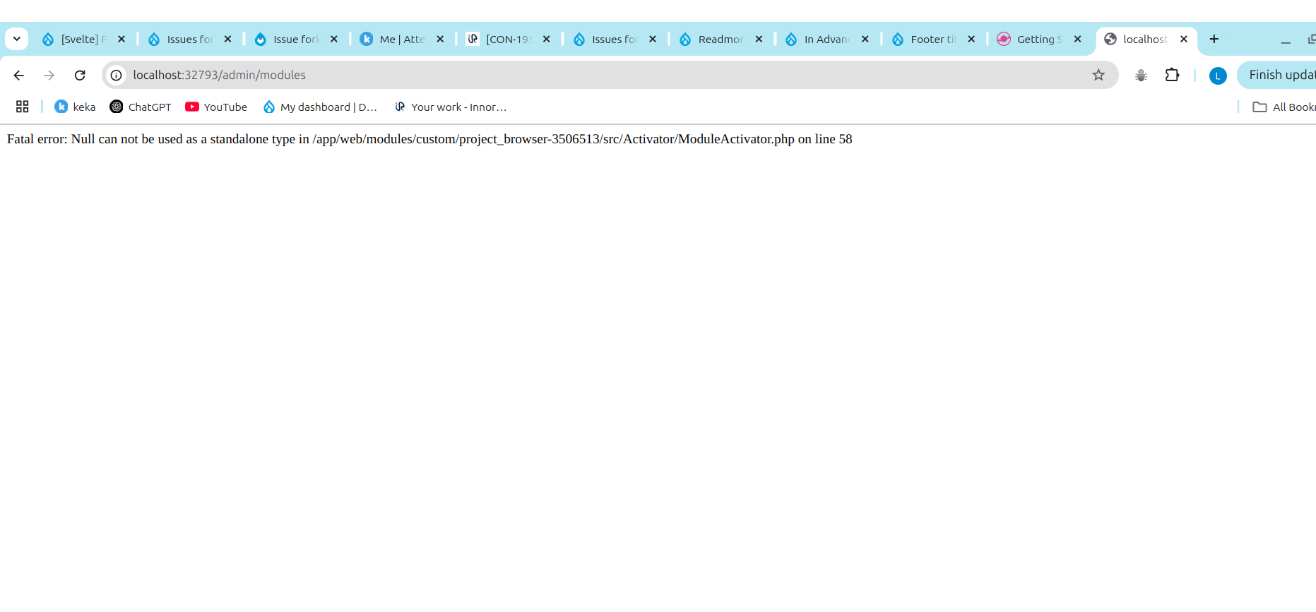 Incompatibility with PHP 8.1: Standalone null type used in ModuleActivator.php [#3509380 ...
