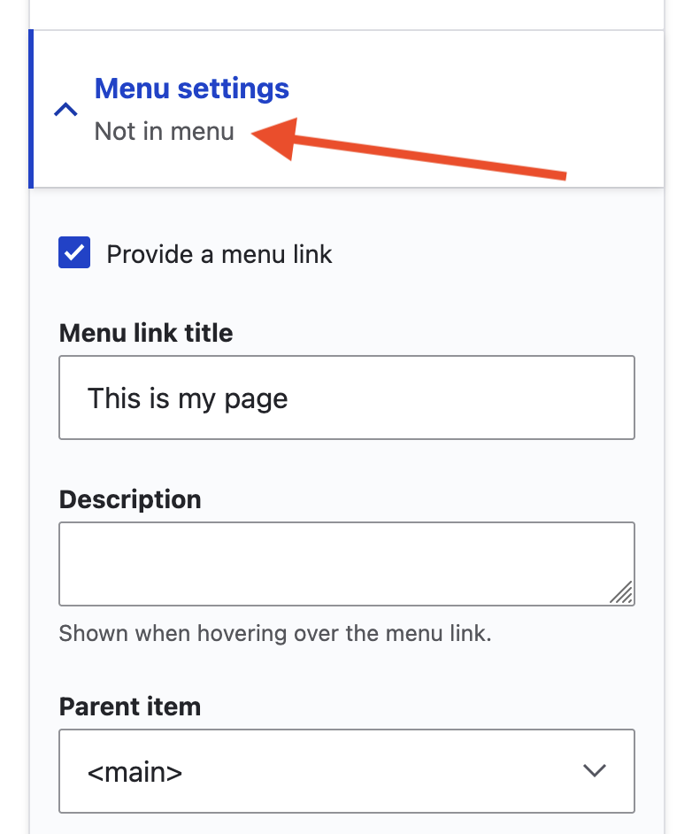 "Not in menu" text shown even when a node is in a menu [#3511945] | Drupal.org