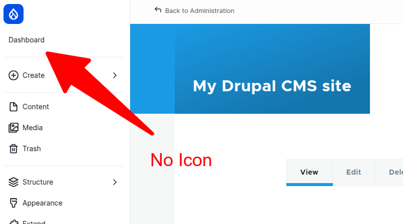 No icon for the Dashboard link in the Navigation menu [#3514530] | Drupal.org
