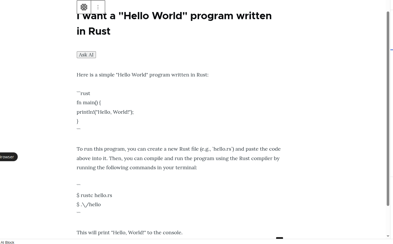 Allow rendering HTML snippets (and code from other programming languages) in the Gutenberg ...