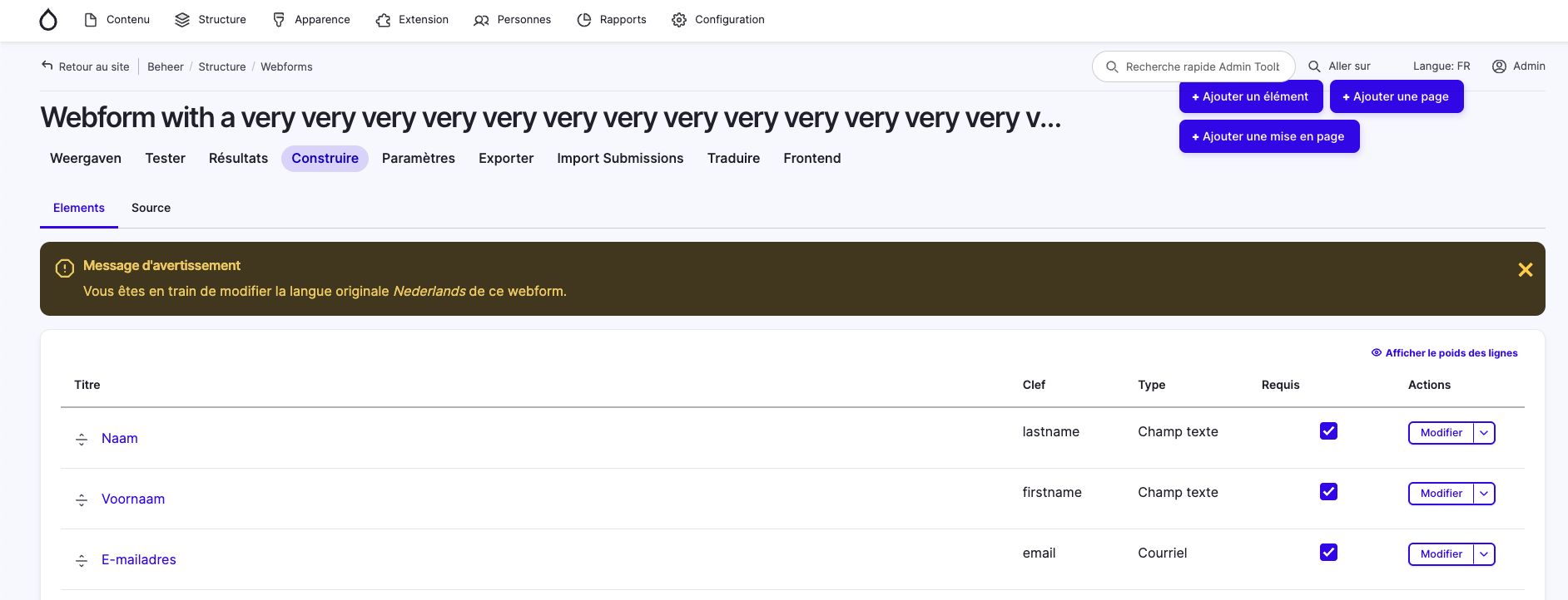 Webform with a very long title, makes local actions unclickable ...